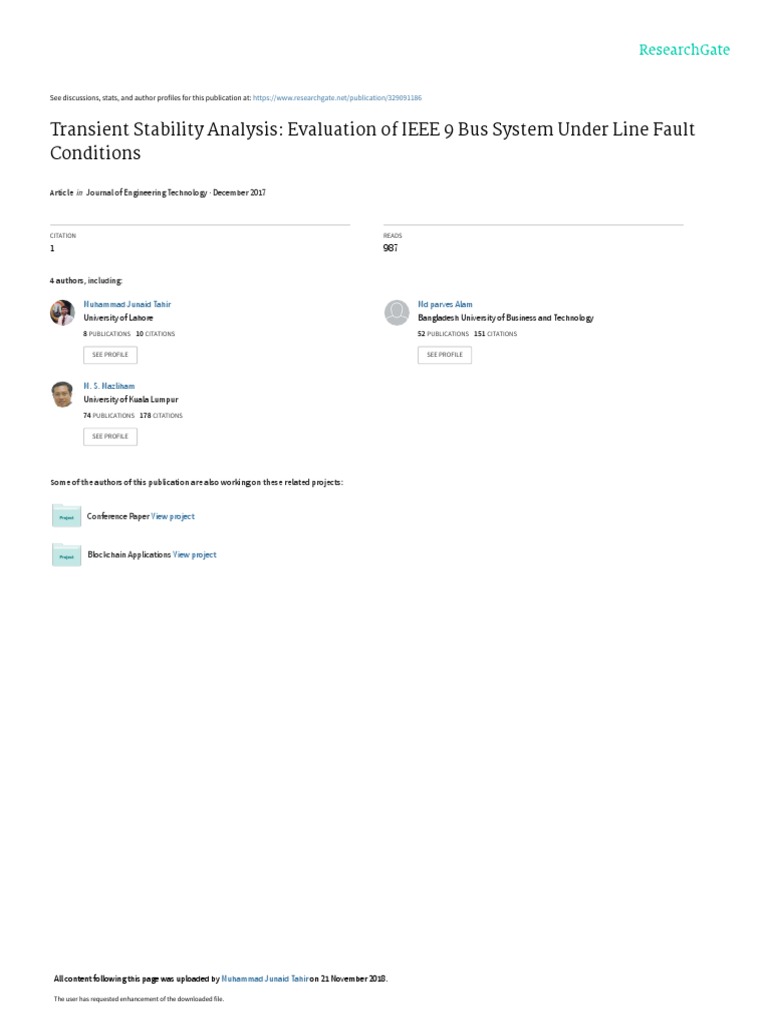 Transient Stability Analysis: Evaluation of IEEE 9 Bus System Under ...