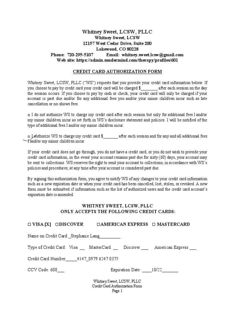 FINAL - Credit Card Authorization-WS-SIGNED PDF | PDF | Visa Inc ...