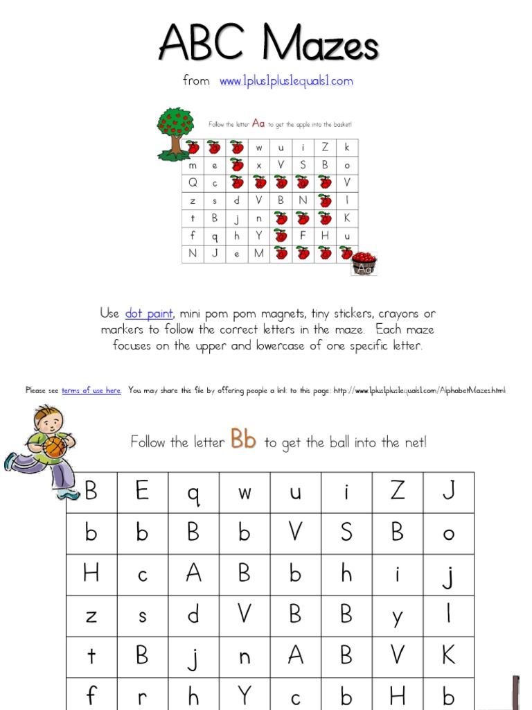 Letter Mazes Printable BB PDF | PDF