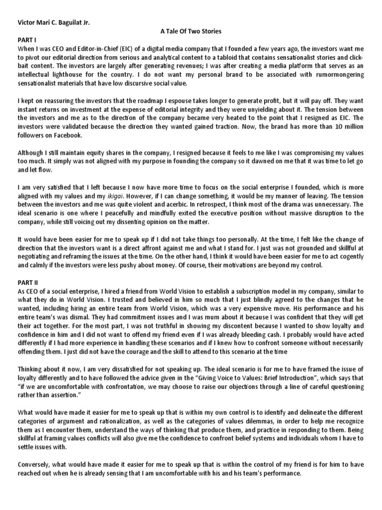 A Tale of Two Stories Final | PDF | Value (Ethics) | Investing