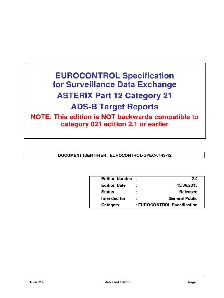 Asterix Adsbtr Cat021 Part12 v2.4 | PDF | Aerospace Engineering ...
