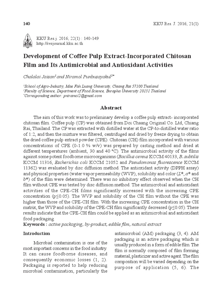 Coffee Pulp Extract Chitosan Film Study | PDF | Analysis Of Variance ...