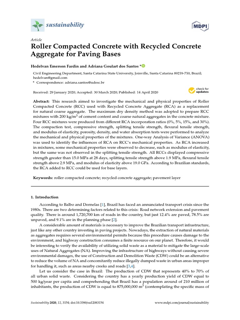 Roller Compacted Concrete With Recycled Concrete A | PDF | Analysis Of ...
