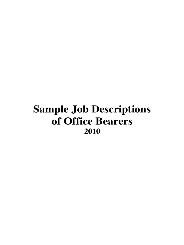 Sample Job Descriptions of Office Bearers | PDF | Committee | Board Of ...