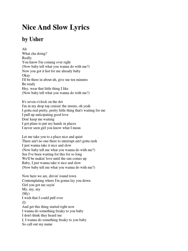 Nice and Slow Lyrics PDF | PDF