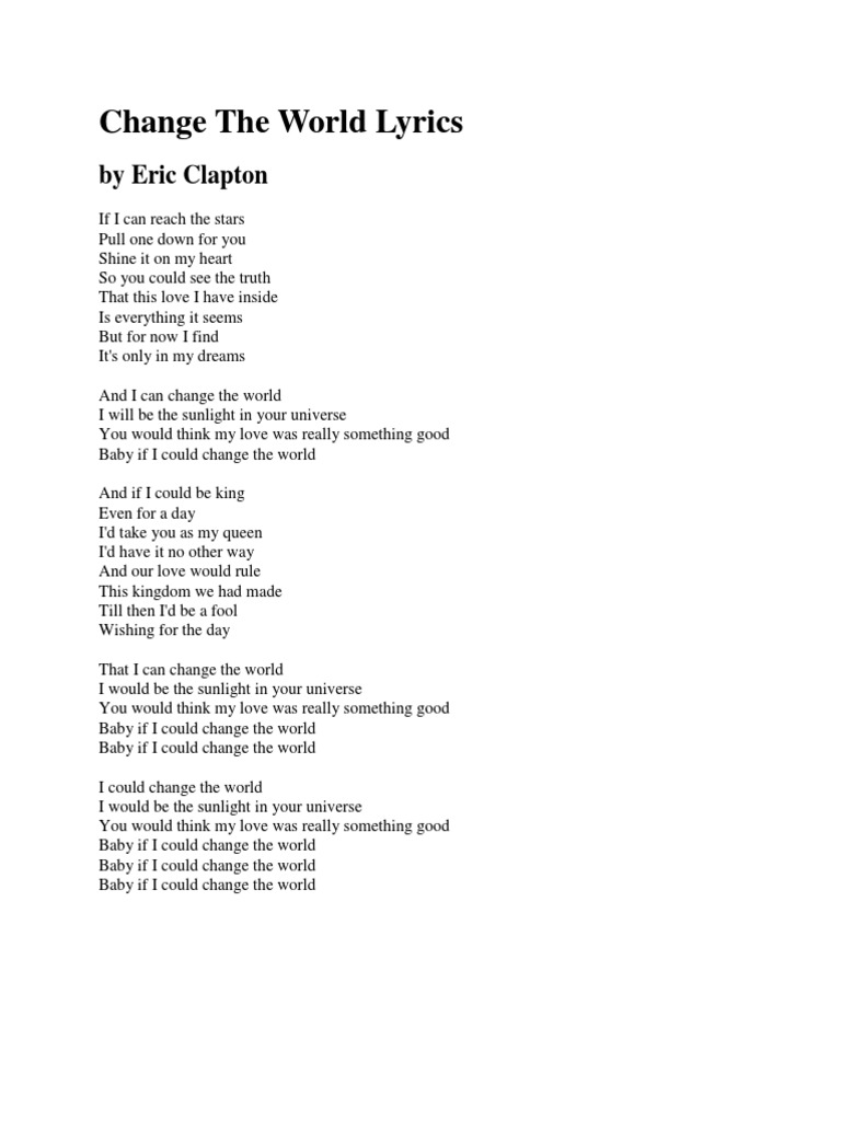 Eric Clapton's "Change The World" Lyrics | PDF