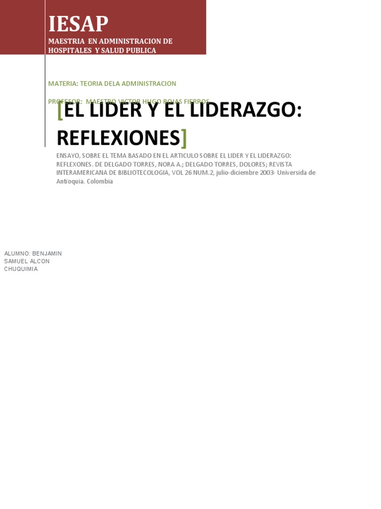 Ensayoliderazgoreflex | PDF | Empoderamiento | Liderazgo