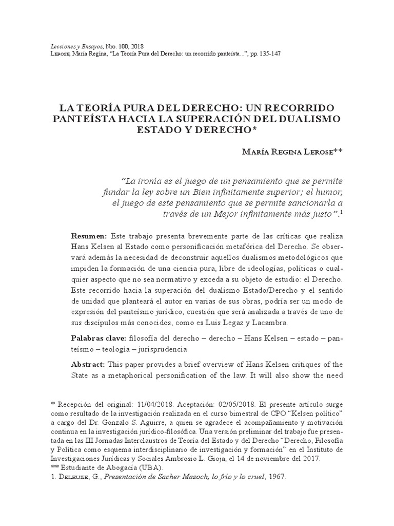 LA TEORÍA PURA DEL DERECHO - María Regina Lerose | PDF | La Ley natural ...