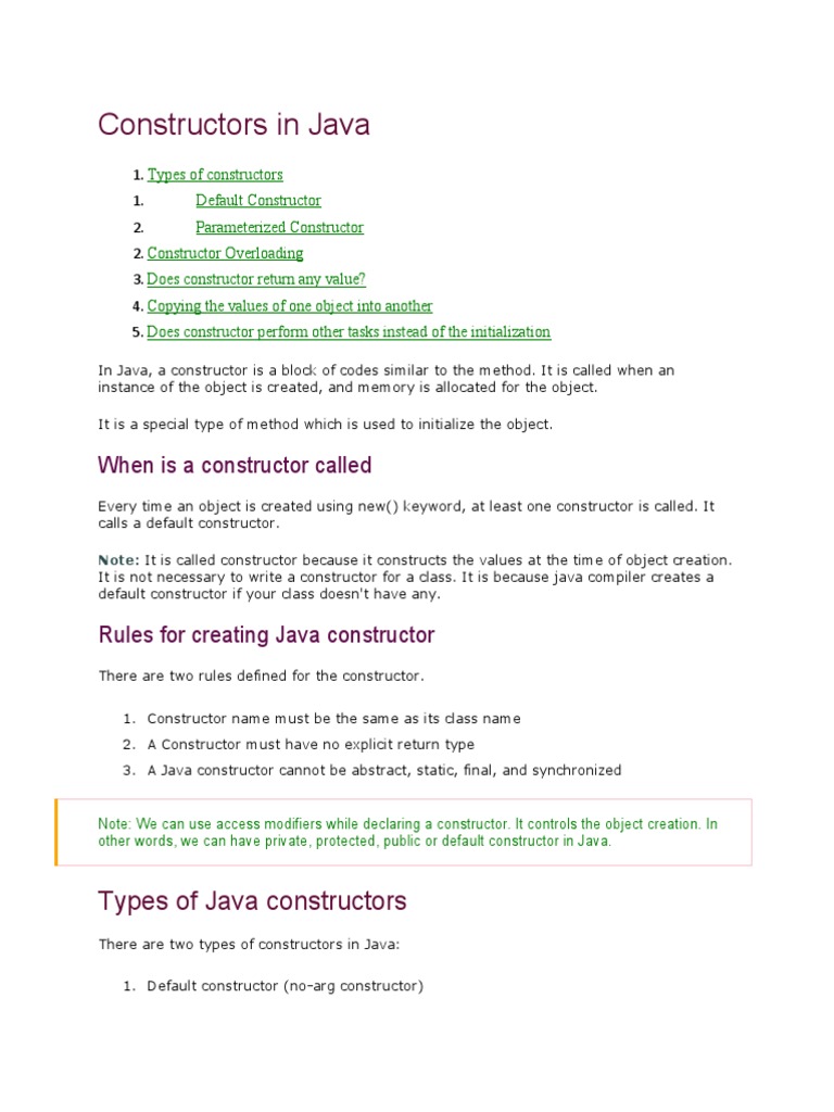 Constructors in Java | PDF | Constructor (Object Oriented Programming ...
