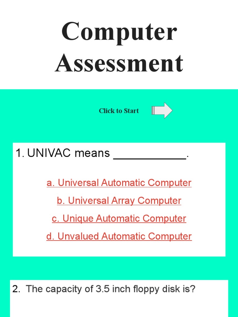 Computer Assessment: Click To Start | PDF