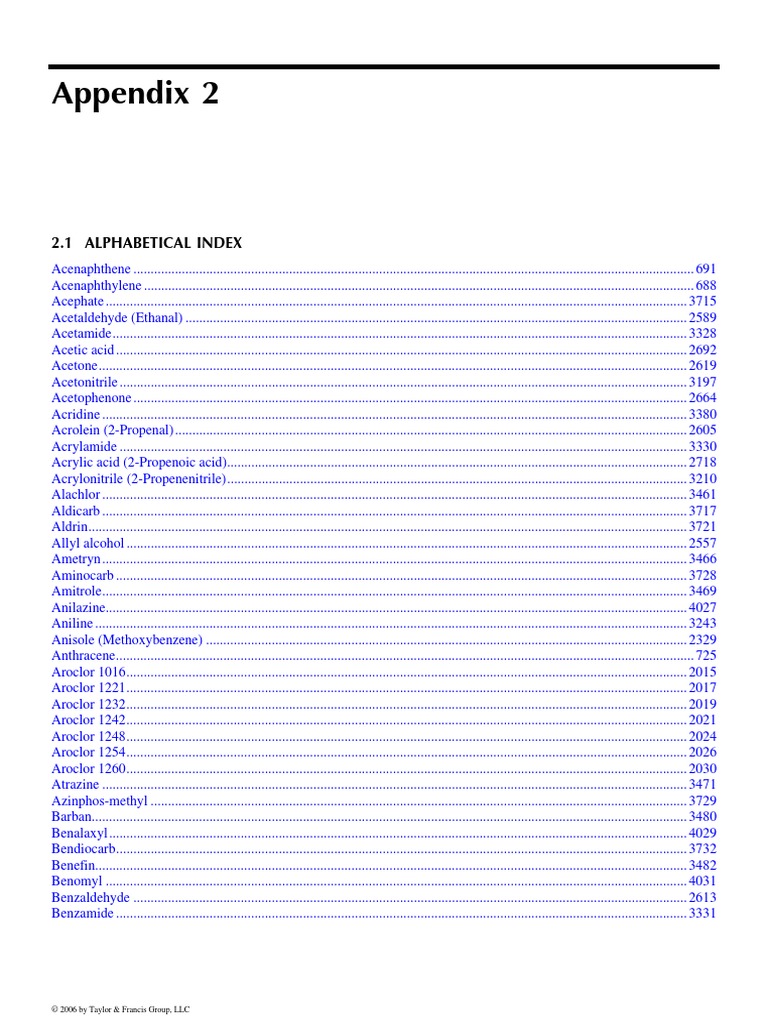 Appendix 2: 2.1 Alphabetical Index | PDF | Ether | Organic Chemistry
