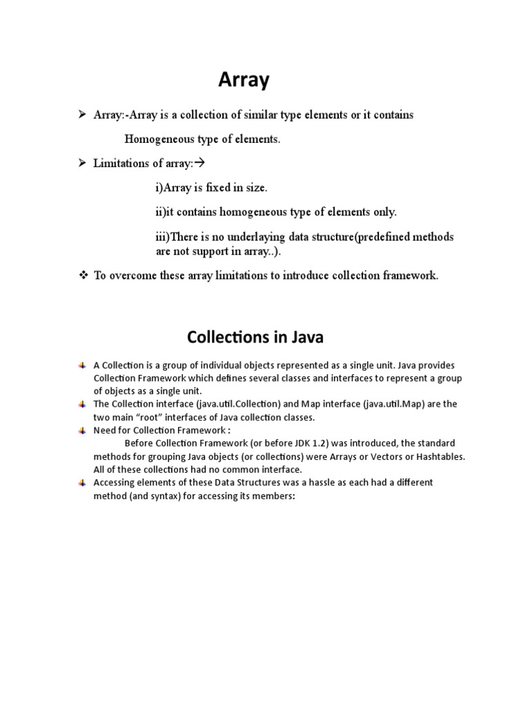 Collections in Java | PDF | Array Data Structure | Class (Computer ...