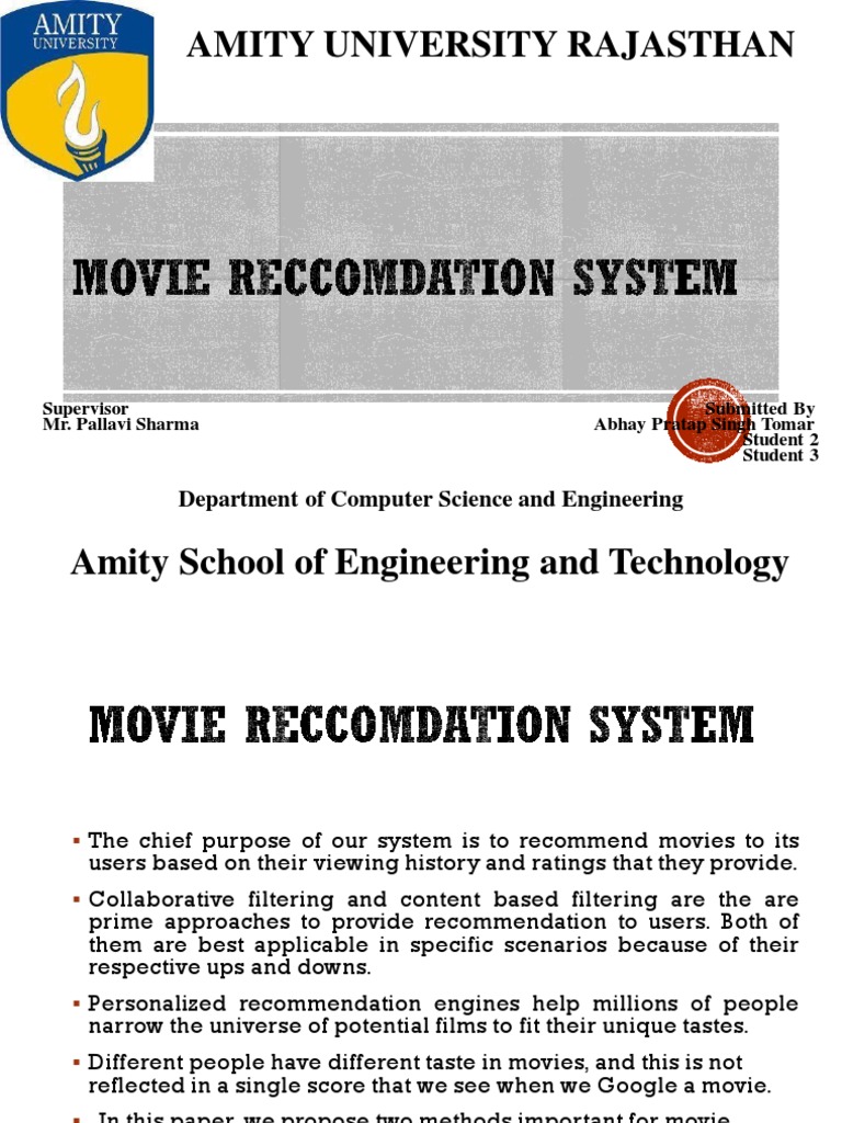 Movie Recommendation System Presentation | PDF | Cognitive Science ...