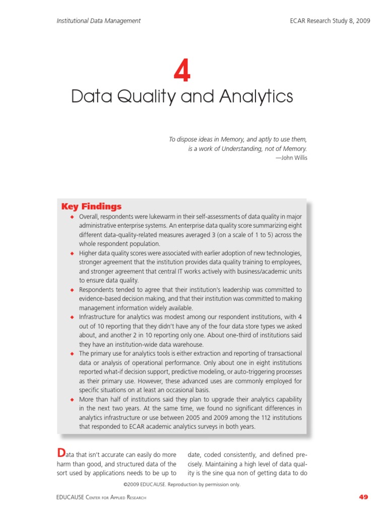 Data Quality and Analytics | PDF | Data Quality | Analytics