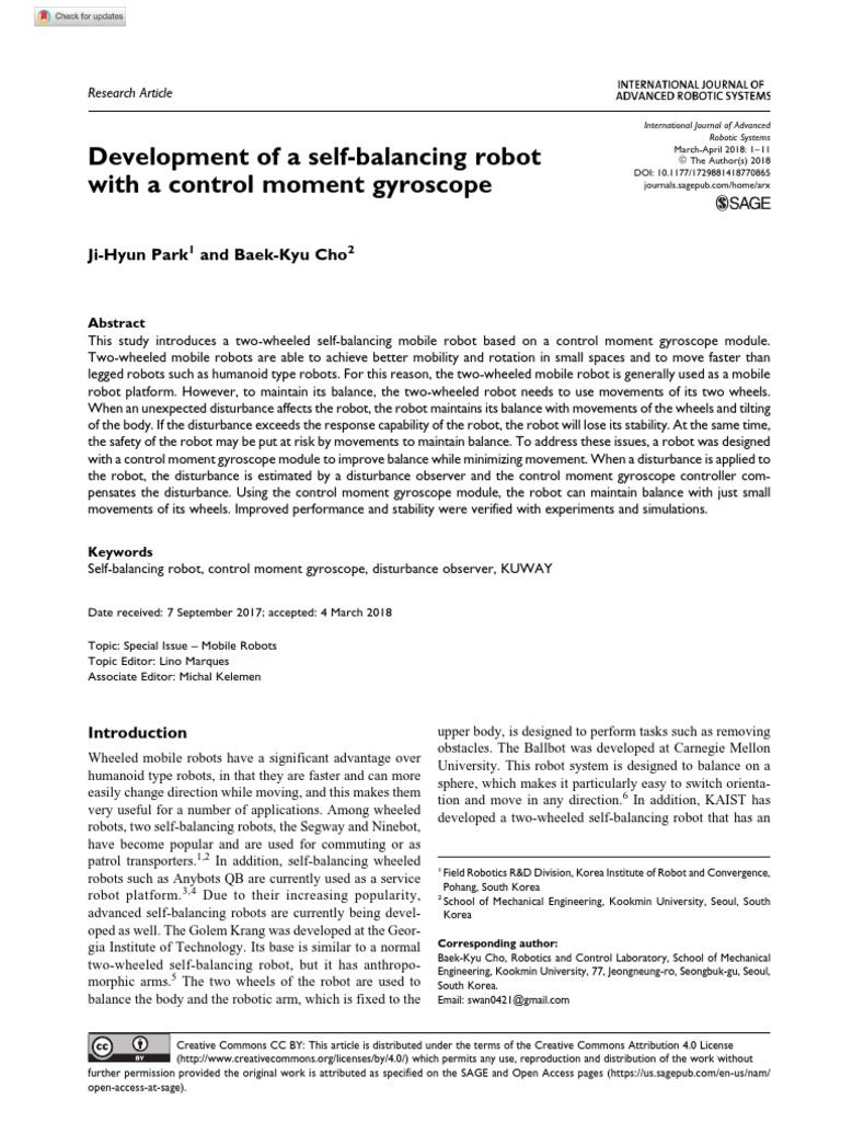 Hyun Park On Balancing Bot | PDF | Rotation Around A Fixed Axis | Control Theory