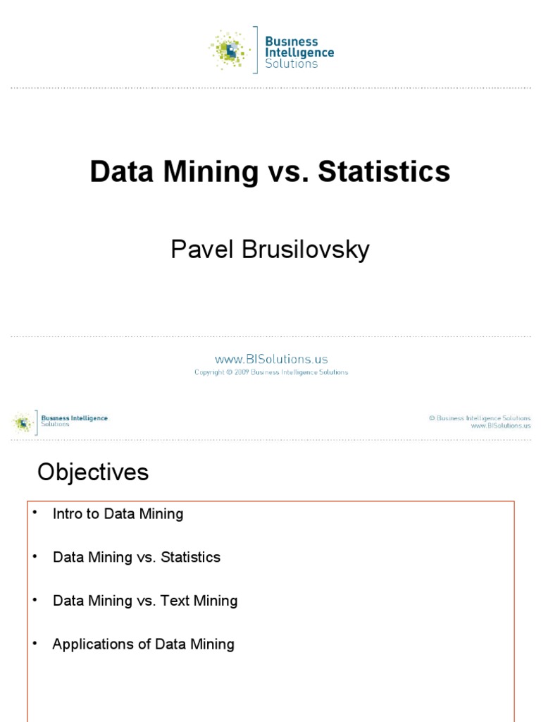 Data Mining vs. Statistics: Pavel Brusilovsky | PDF | Data Mining ...