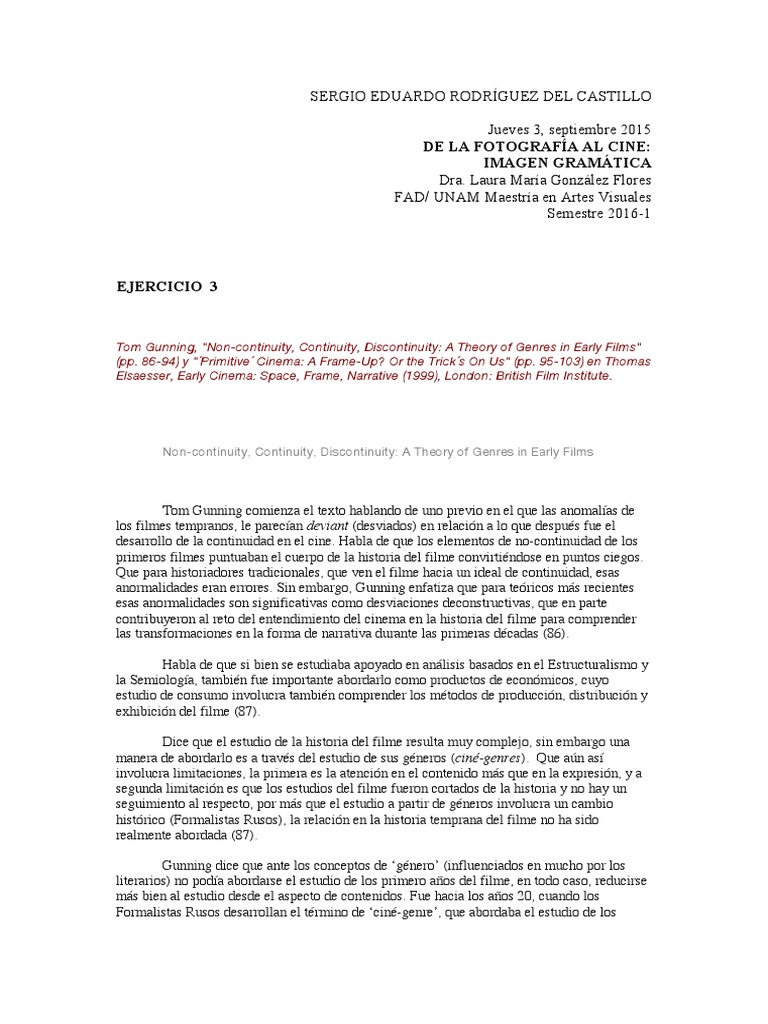 Sobre Tom Gunning, Reflexión de La Fotografía Al Cine | PDF | Cine ...