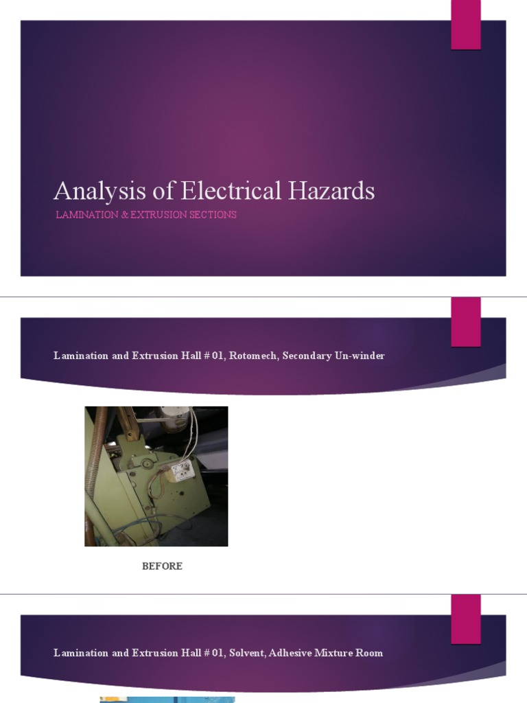 Analysis of Electrical Hazards: Lamination & Extrusion Sections | PDF