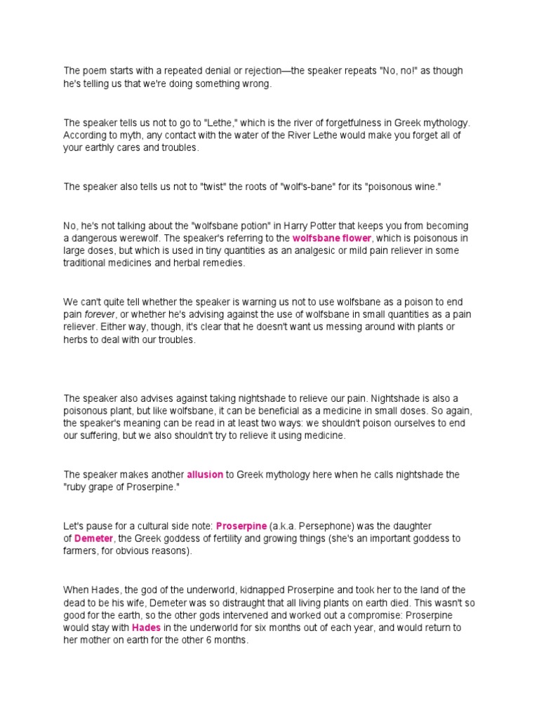 The Poem Starts With A Repeated Denial or Rejection | PDF | Hades