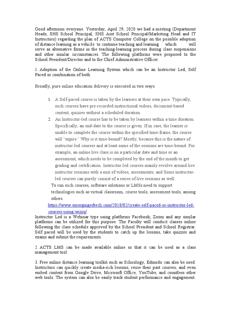 Adoption of Distance Learning Toolkit | PDF | Educational Technology ...