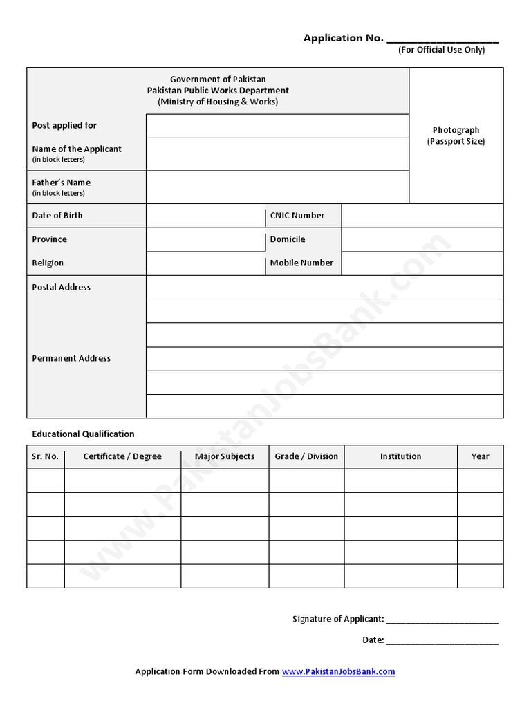 PWD Jobs Application Form July 2020 | PDF