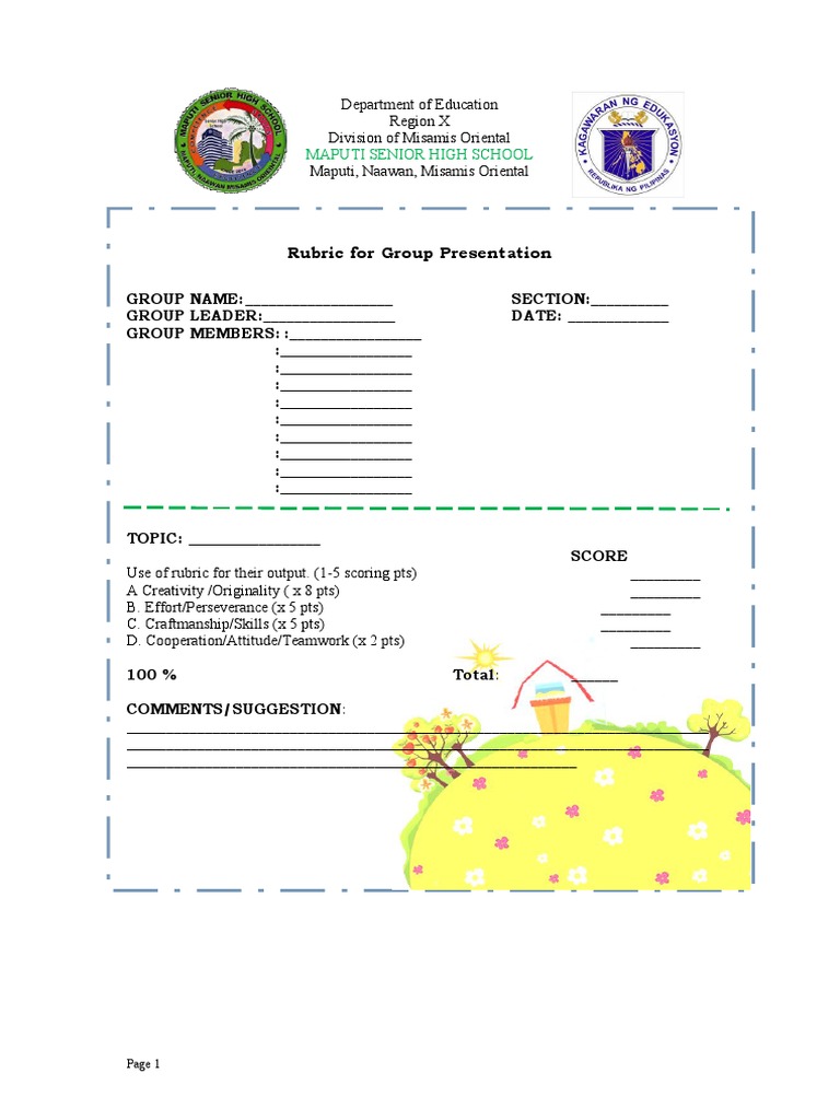 Maputi Senior High School Rubric | PDF