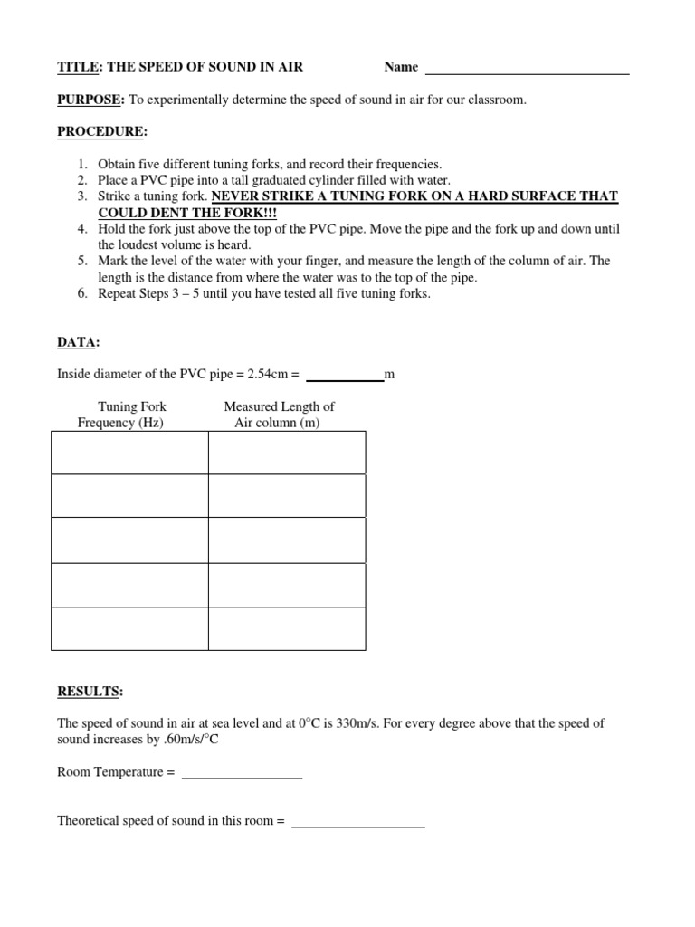 Speed Sound Lab | PDF