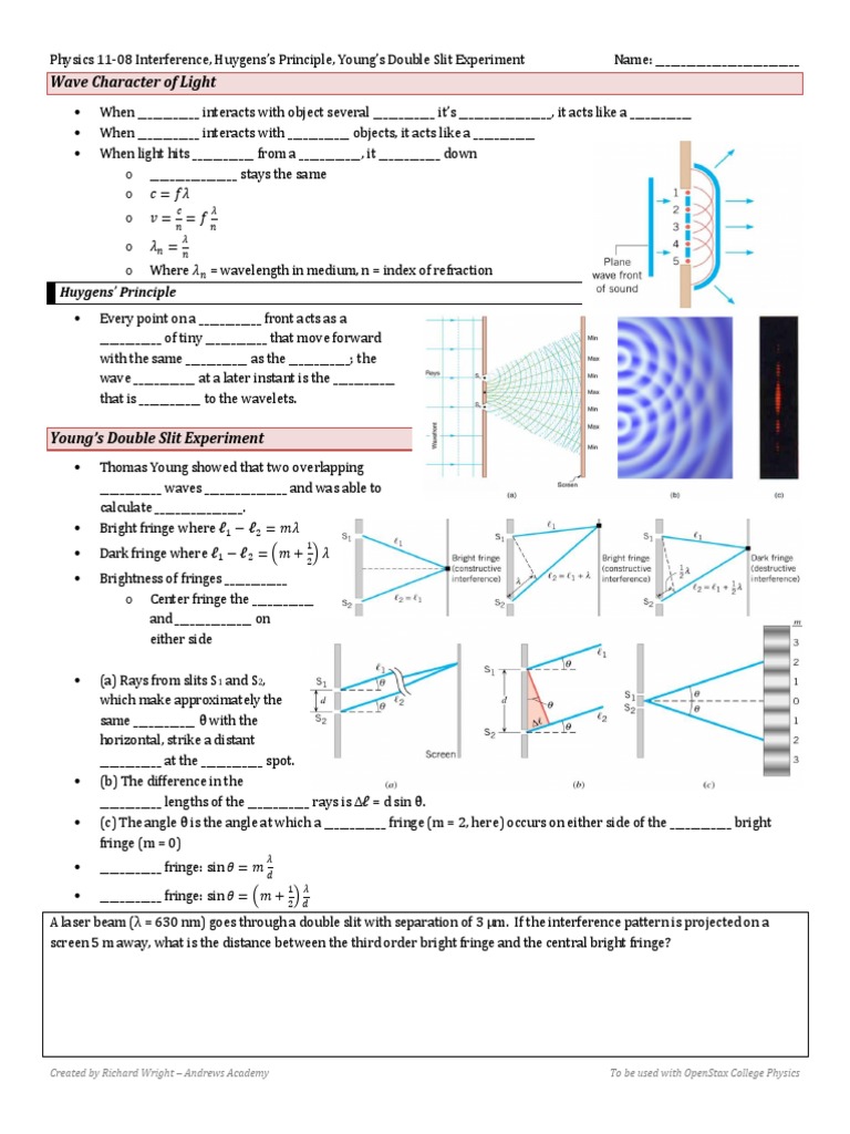 Physics 11-08 Interference, Huygenss Principle, Youngs Double Slit ...