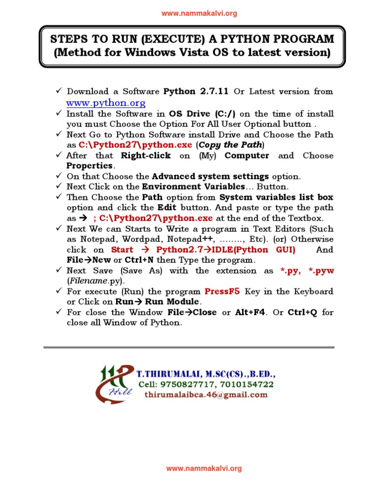 Install and Run Python on Windows | PDF | Computers