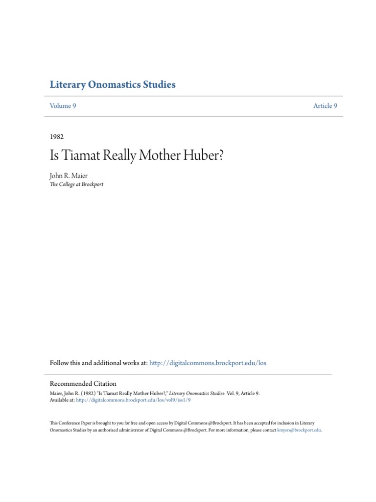 Tiamat: The Role of Mother Hubur | PDF | Comparative Mythology ...