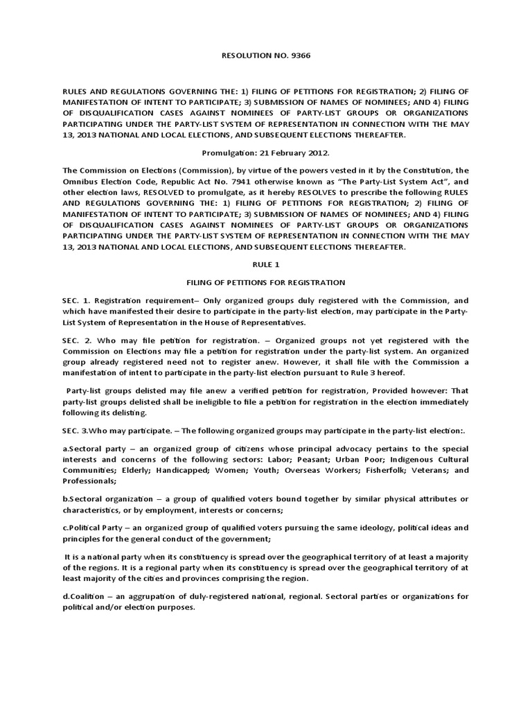 Party-List Registration Guidelines 2025 | PDF | Public Law | Government