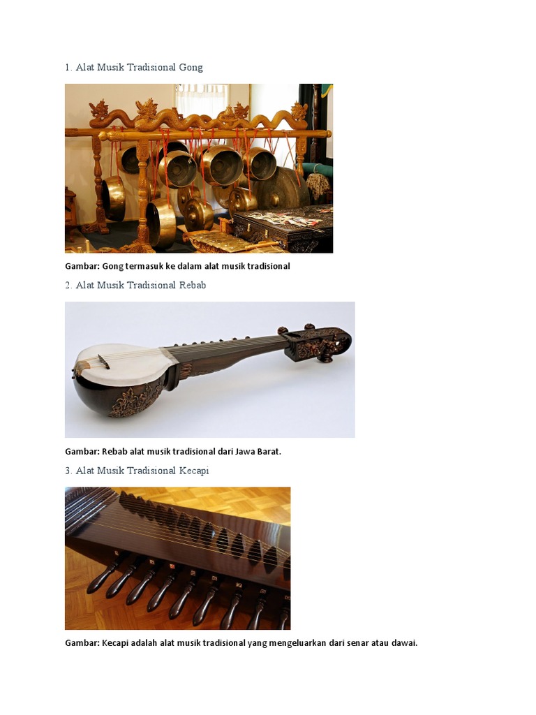 Alat Musik Tradisional: Gong dan Kecapi | PDF