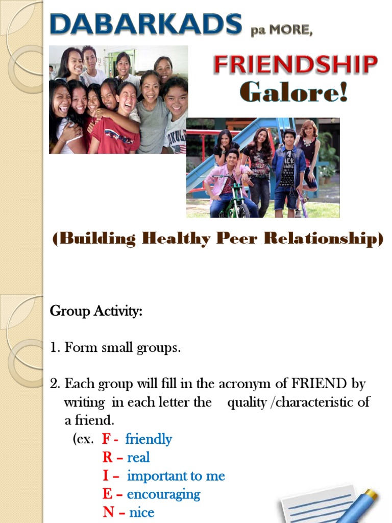 Lecture On Building Healthy Peer Relationship | PDF