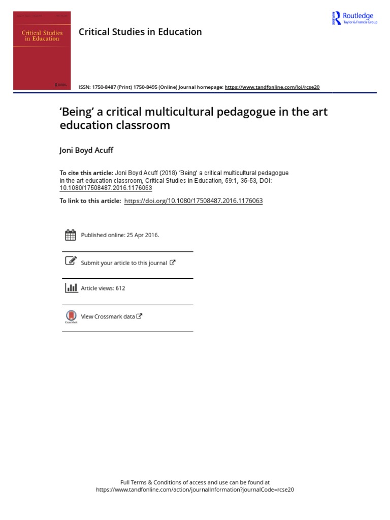 Being A Critical Multicultural Pedagogue in The Art Education Classroom ...