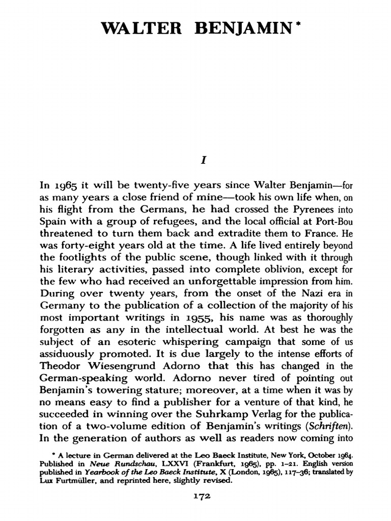 Walter Benjamin's Legacy | PDF | Metaphysics | Dialectic