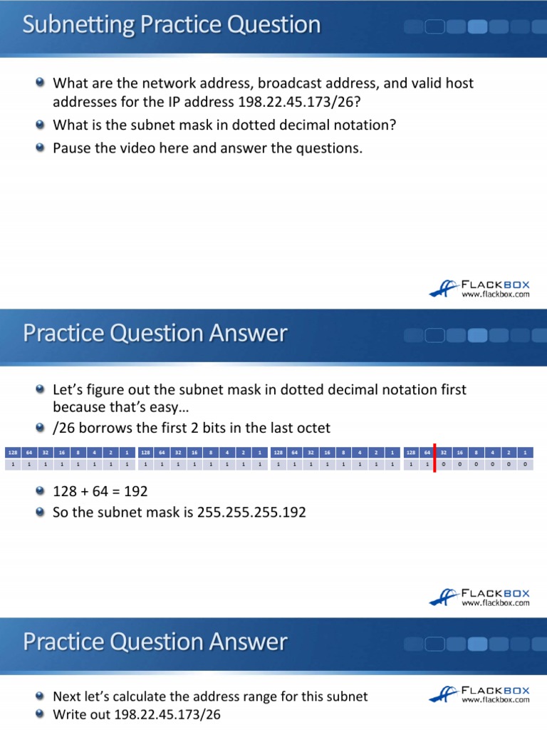 08 05 Subnetting Practice Question Pdf