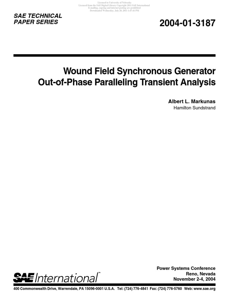 Wound Field Synchronous Generator Out-of-Phase Paralleling Transient ...