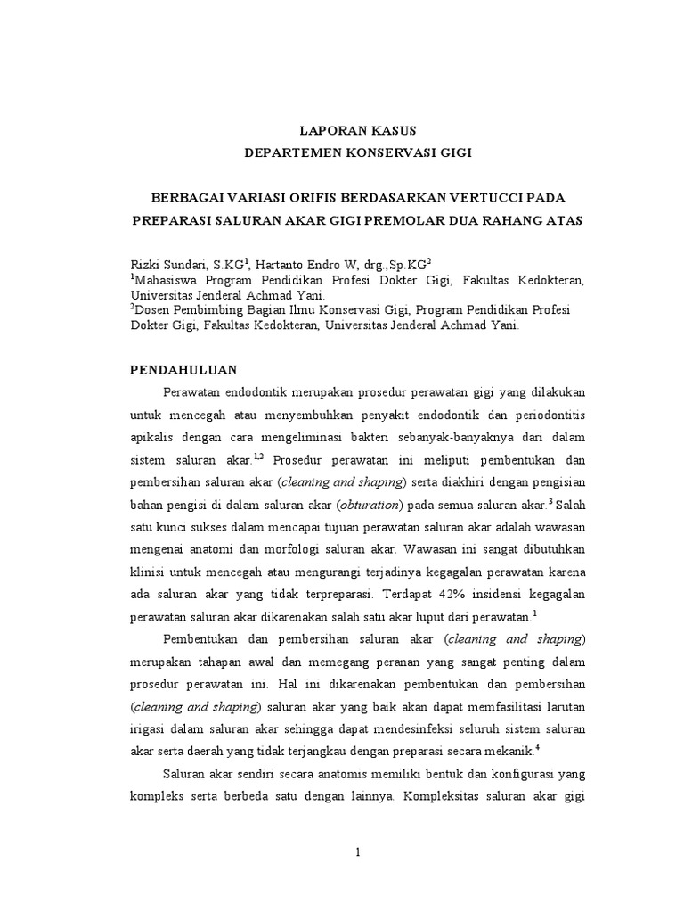 Laporan Kasus Endo Vertucci Premolar Atas | PDF | Ilmu Sosial ...