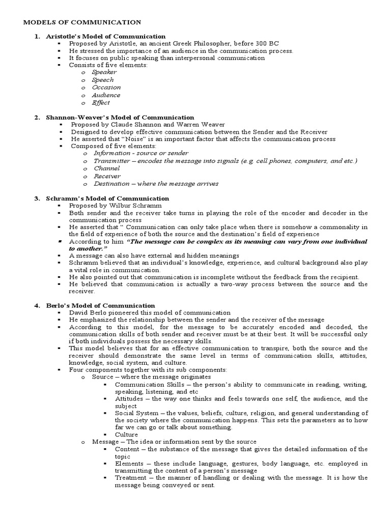 Models of Communication | PDF | Communication | Cybernetics