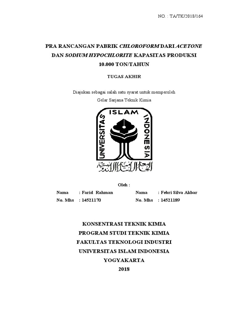 Rancangan Pabrik Chloroform 10.000 Ton | PDF