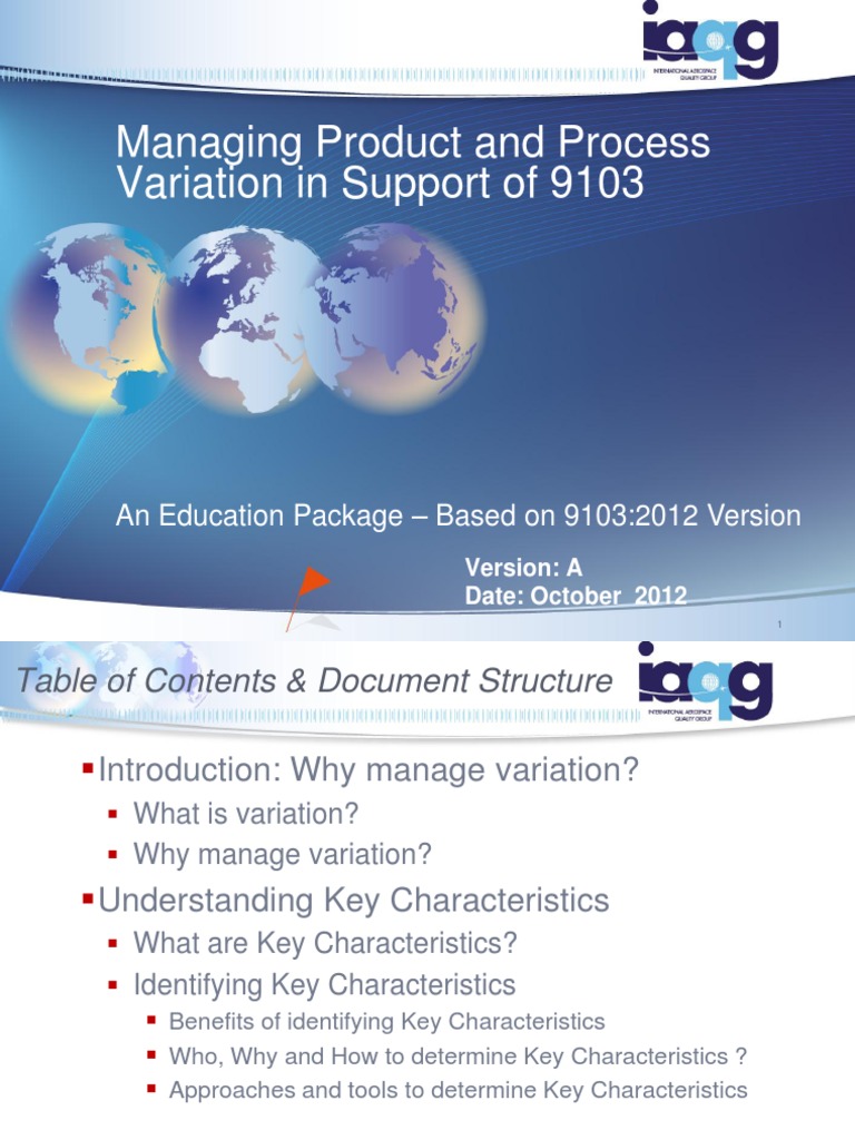 KEY CHARATERISTICS - Managing - Product - and - Process - Variation ...