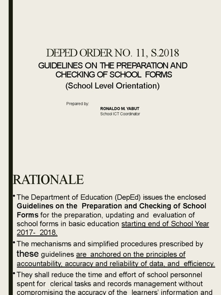 DepEd School Forms Guidelines 2018 | PDF | Curriculum | Behavior ...