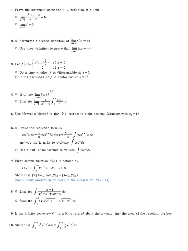 Lim Lim: Hint Apply Integration by Parts To The Integral For | PDF ...