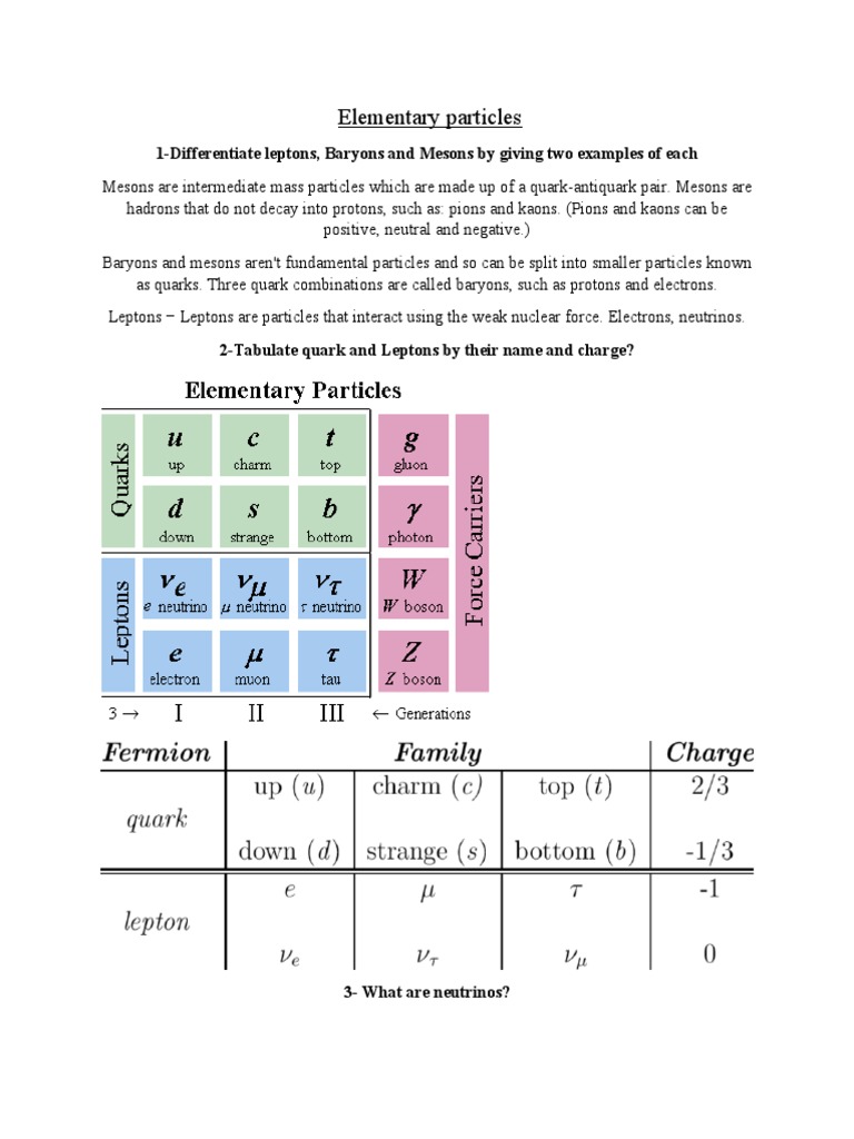 Overview of Elementary Particles | PDF | Science & Mathematics