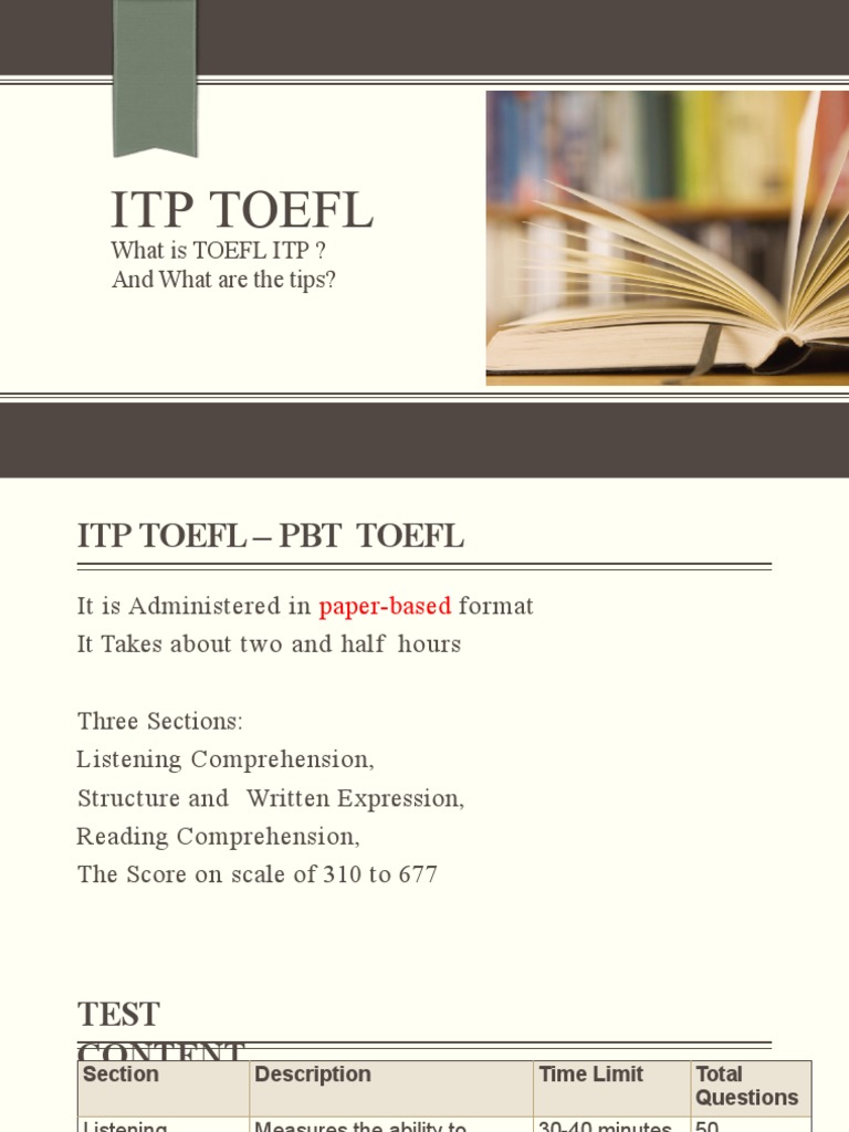TOEFL ITP Test Tips and Strategies | PDF | Test Of English As A Foreign ...