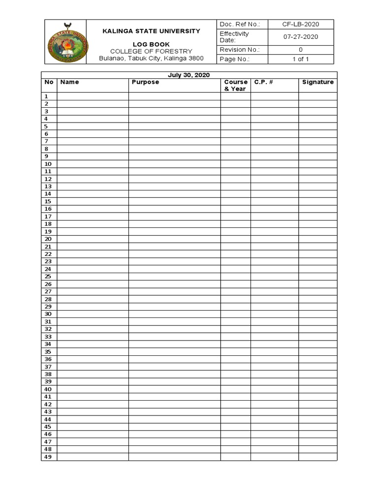 Kalinga State University Log Book | PDF | Science & Mathematics