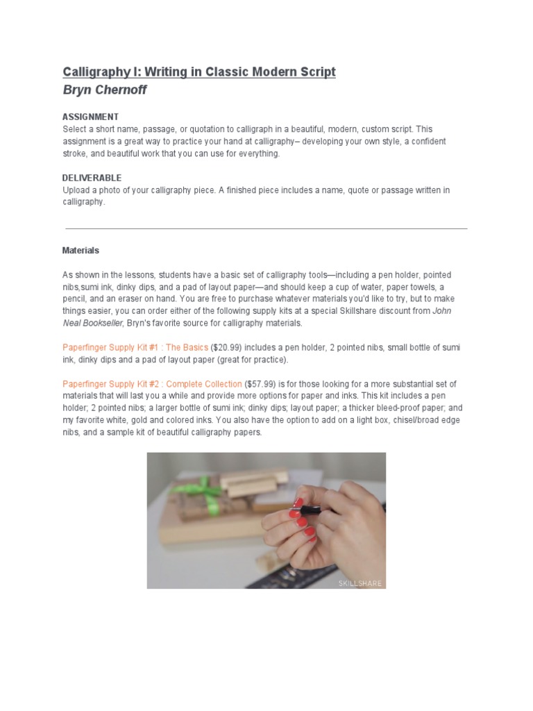 Bryn Chernoff: Calligraphy I: Writing in Classic Modern Script | PDF ...