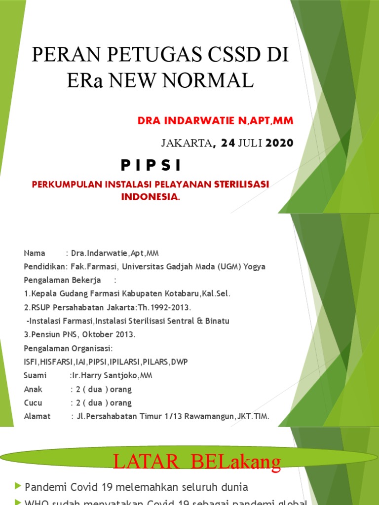 PERAN PETUGAS CSSD DI ERA NEW NORMAL..presentasi (Autosaved) | PDF