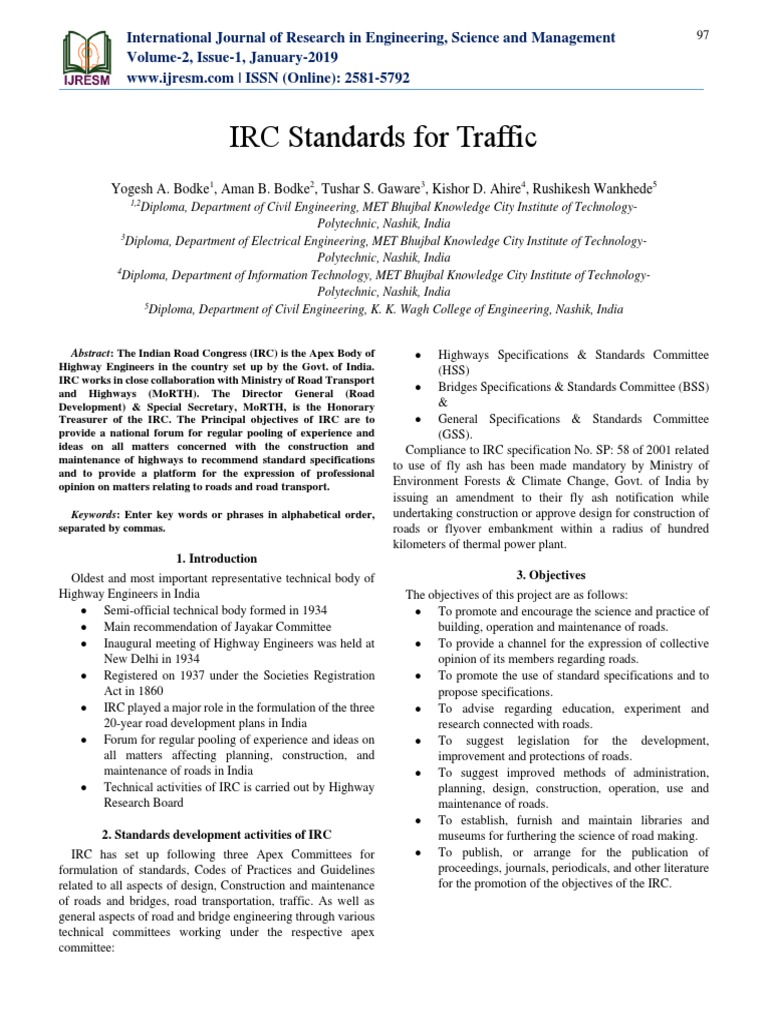 IRC Standards For Traffic | PDF | Traffic | Traffic Light