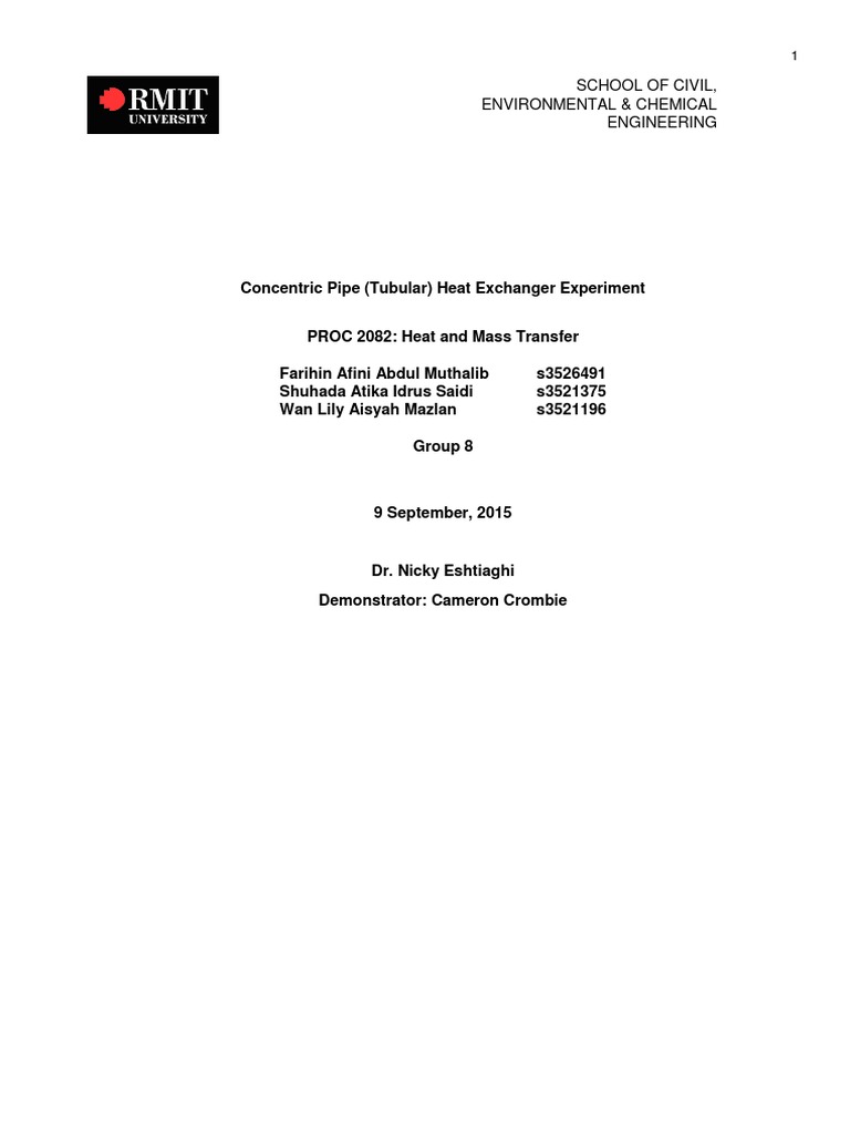Heat Exchanger Lab Experiment Chemical E | PDF | Heat Transfer | Heat ...